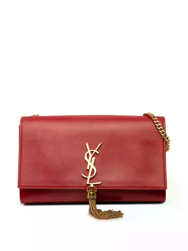 Saint Laurent 2016 Medium Smooth Calfskin Classic Monogram Kate Tassel Crossbody Bag - Red
