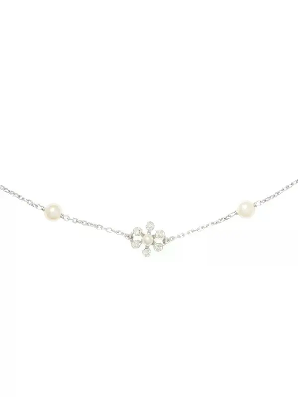 Tory Burch Crystal Embellished Flower Pendant Necklace