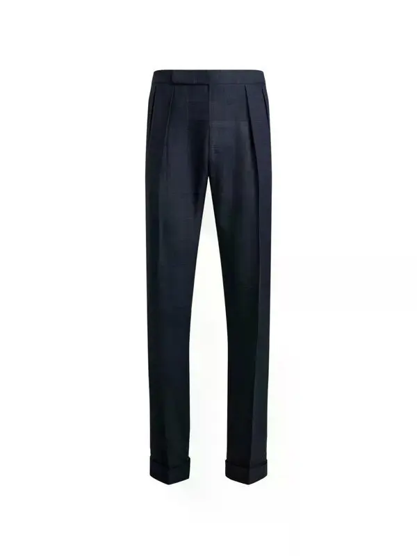 Ralph Lauren Purple Label Pleated Check Trousers - Blue