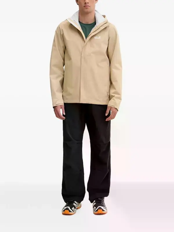JACK WOLFSKIN Hooded Performance Jacket With Logo Print
