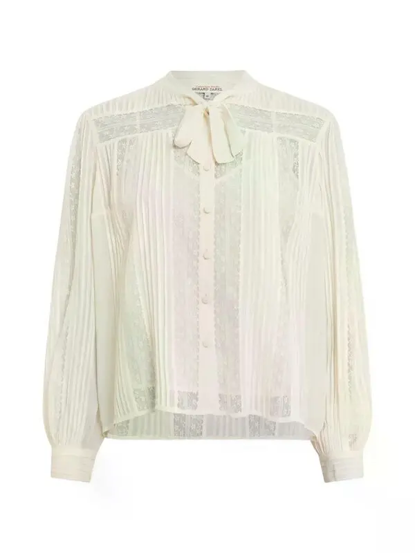 Gerard Darel Cyrana Pussy-bow Lace-panel Blouse - White