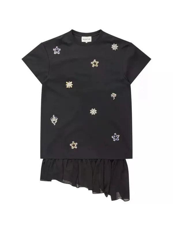 Munthe Crystal-embellished Ruffled T-shirt - Black