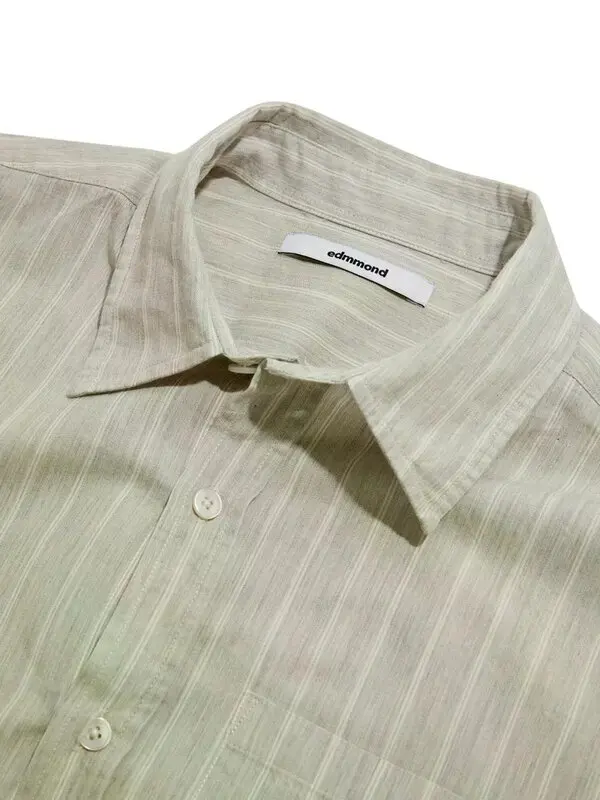 EDMMOND STUDIOS Vertical-stripe Embroidered-pocket Shirt