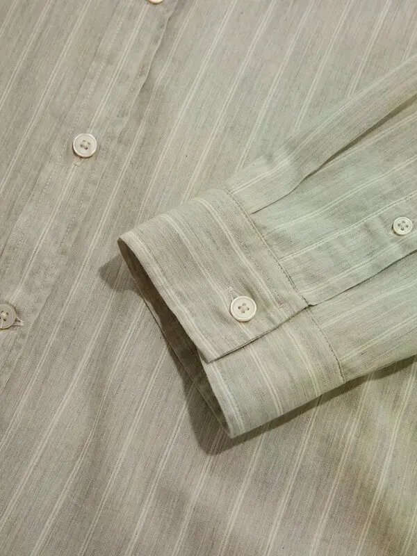 EDMMOND STUDIOS Vertical-stripe Embroidered-pocket Shirt