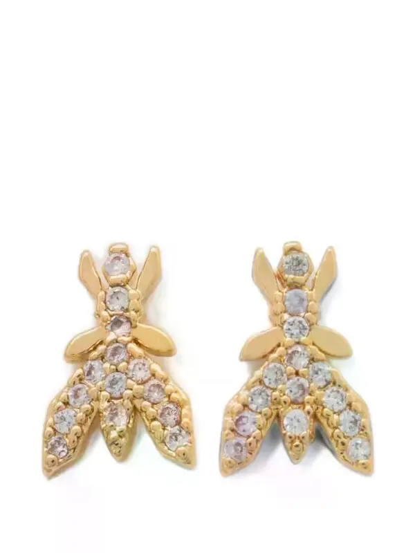 Patrizia Pepe Fly Logo Crystal-embellished Earrings - Gold