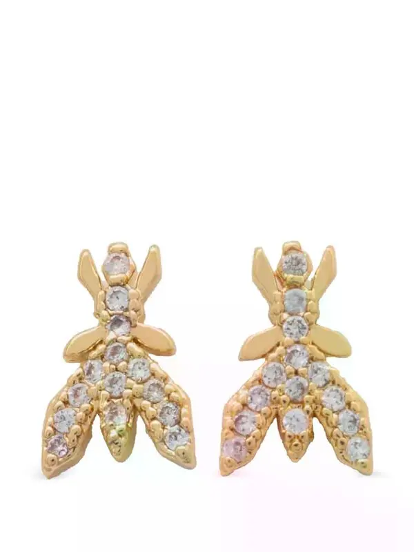 Patrizia Pepe Fly Motif Crystal-embellished Earrings - Gold