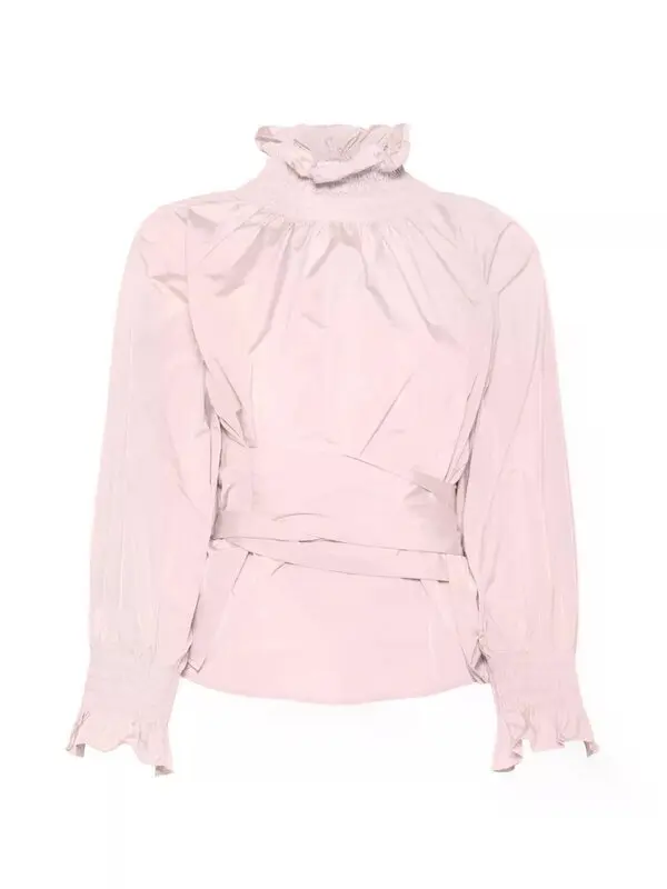 CO.GO Bow-detail Ruffled Top - Pink
