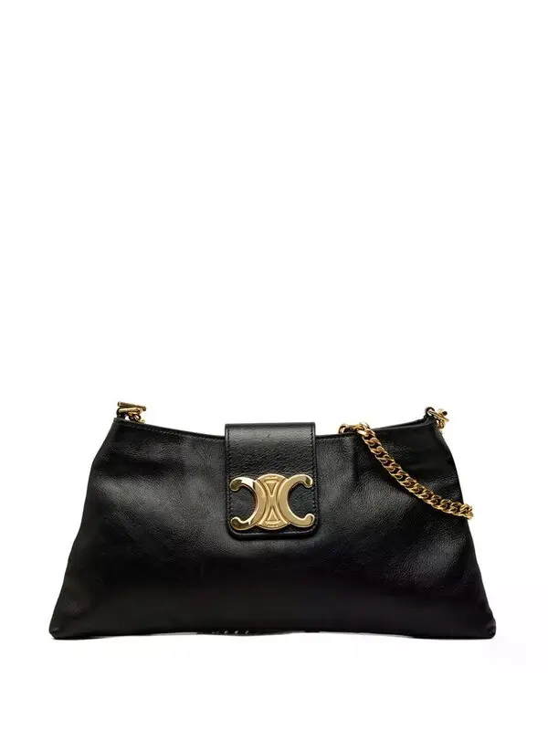 Celine 2023 Calfskin Triomphe Wiltern Shoulder Bag - Black