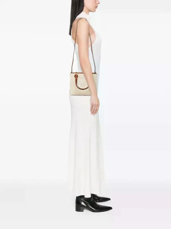 Loewe 2025 Mini Canvas Anagram Tote Satchel - Brown