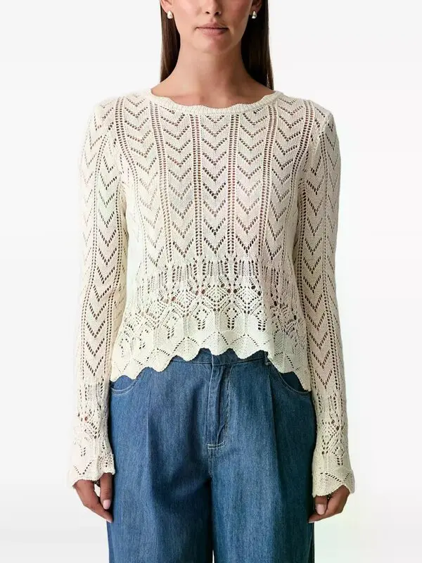HOSS INTROPIA Ivy Pointelle-knit Scalloped-hem Top