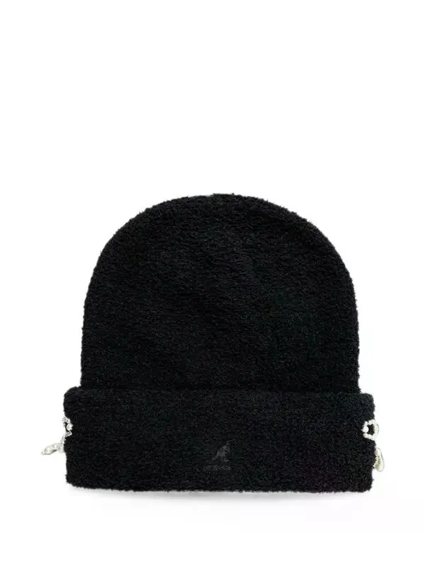 KANGOL Pearl-embellished Bouclé Beanie Hat - Black