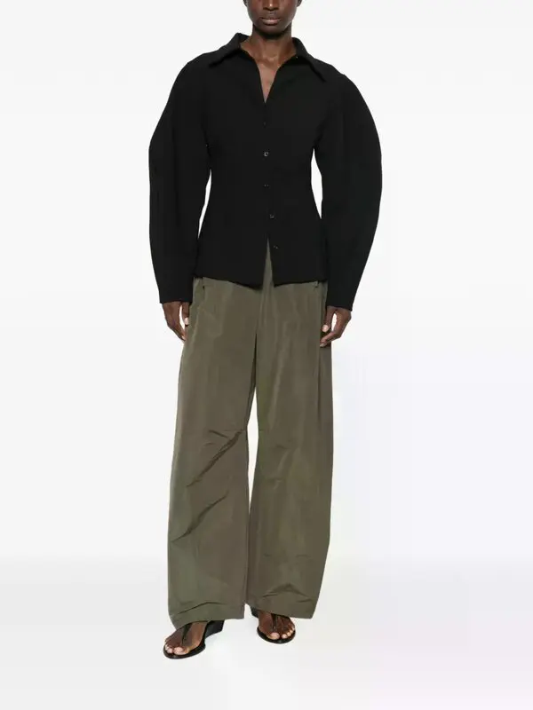 CO.GO Elasticated Wide-leg Trousers - Green