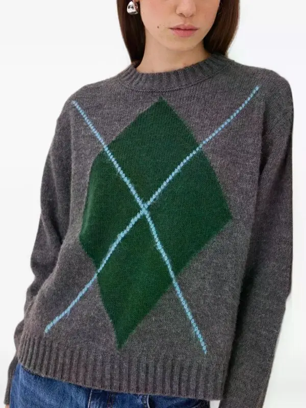 OTTOD'AME Argyle-intarsia Crew-neck Knit