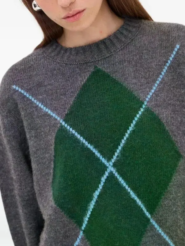 OTTOD'AME Argyle-intarsia Crew-neck Knit