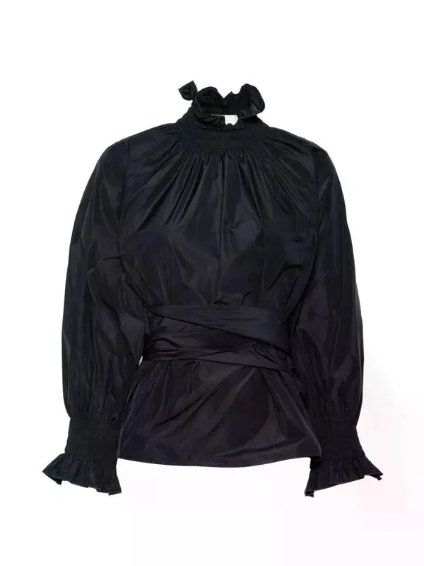 CO.GO Ruffled High-neck Top - Black
