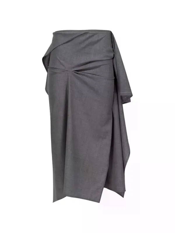 Victoria Beckham Draped Tailored Midi Skirt - Grey