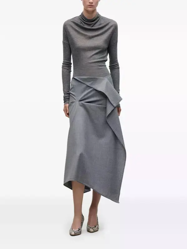 Victoria Beckham Draped Tailored Midi Skirt