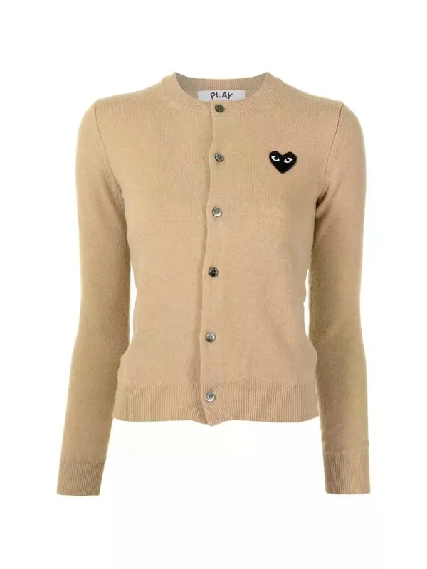 Play Comme Des Garcon Heart-patch Cardigan - Neutrals