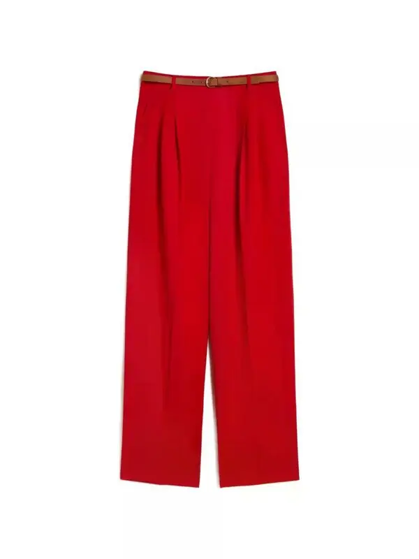 Max Mara Bacio Belted Pleated Trousers - Red