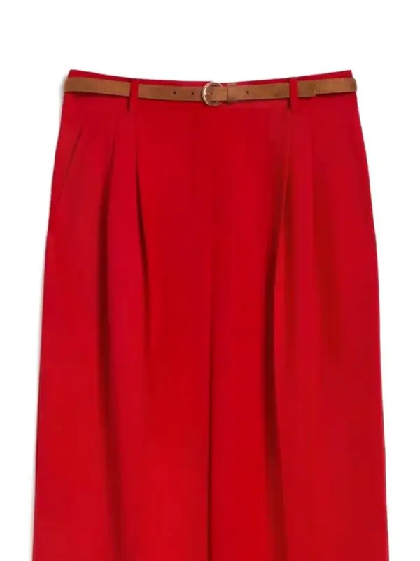 Max Mara Bacio Belted Pleated Trousers - Red