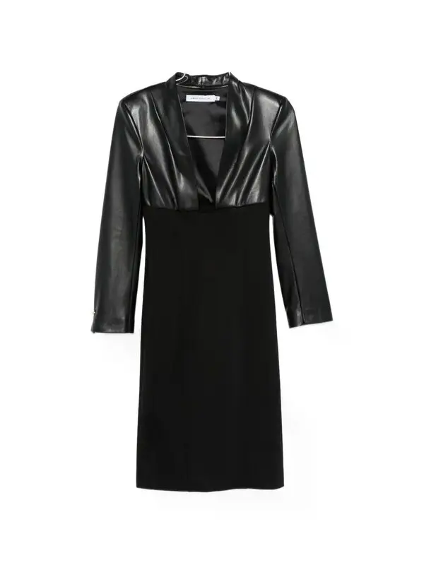 SIMONA CORSELLINI Faux-leather Panelled Midi Dress - Black