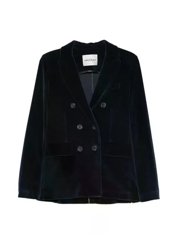 OTTOD'AME Velvet Double-breasted Blazer - Blue