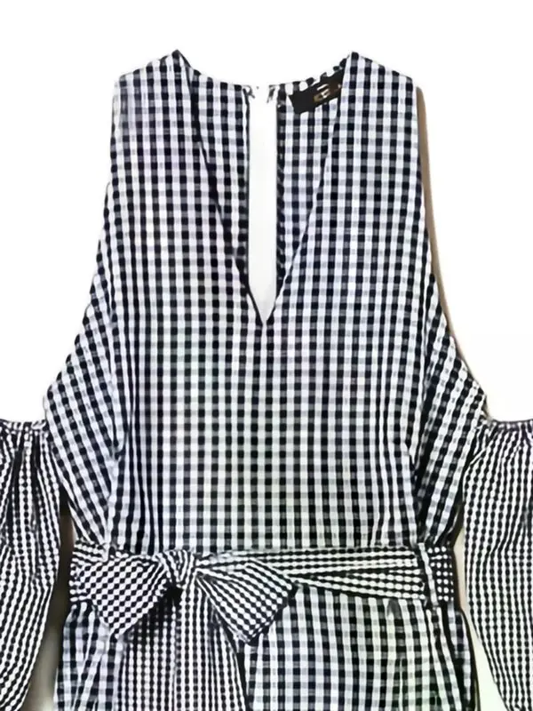 TWINSET Gingham Balloon-sleeve Jumpsuit