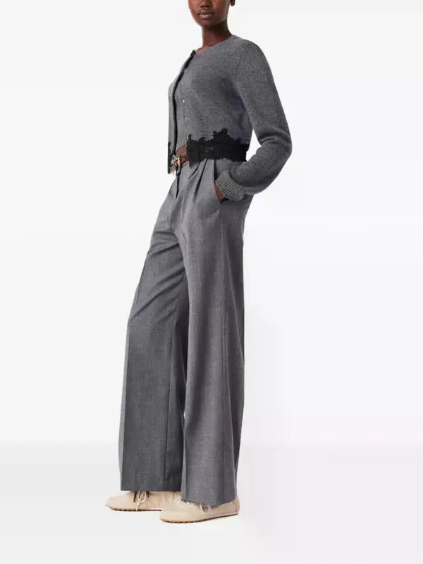 Maje Twinset Cardigan And Tank Top With Lace Trim - Grey