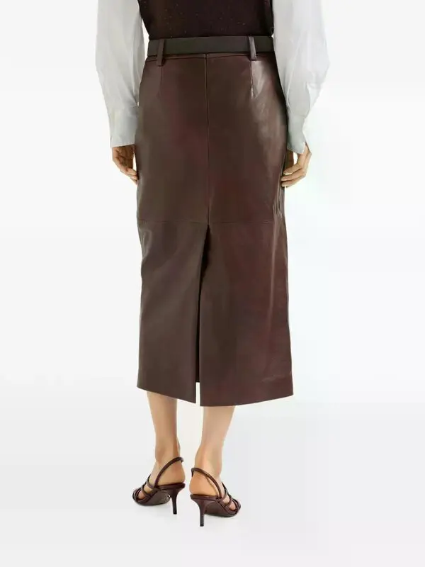 Brunello Cucinelli Polished Nappa Leather Pencil Skirt
