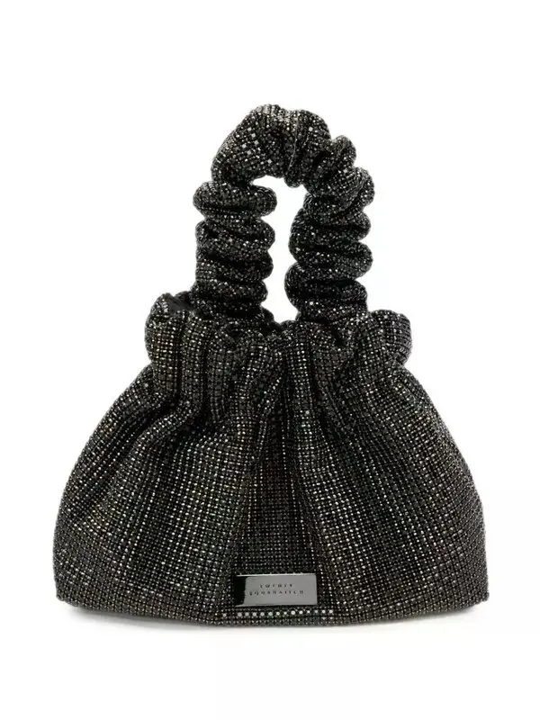 TWENTY FOURHAITCH Angel Aura Crystal-embellished Ruched Tote Bag - Black