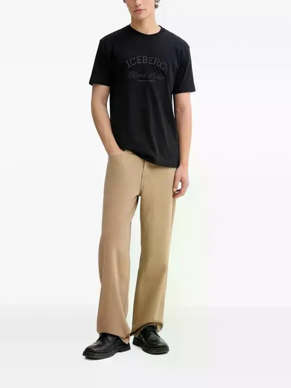 Iceberg Logo-embroidered T-shirt - Black