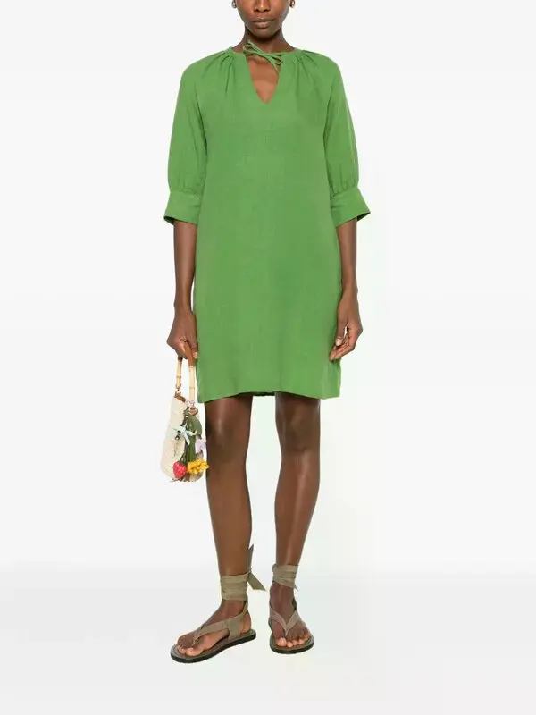 Maison123 Blinny Tie-neck Mini Dress - Green