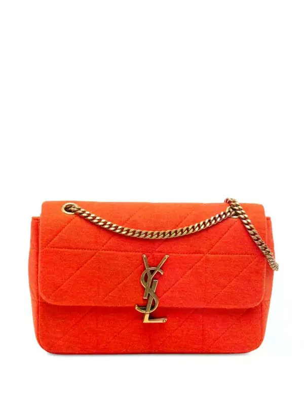 Saint Laurent 2024 Medium Jersey Wool Patchwork Jamie Crossbody Bag - Orange