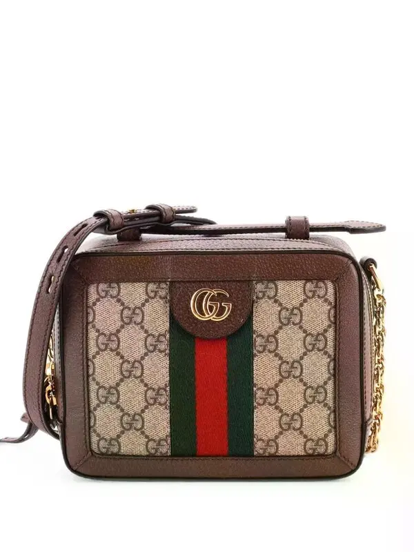 Gucci Ophidia Zip Around Camera Bag Gg Coated Canvas Mini Shoulder Bag - Brown
