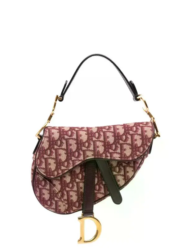 Dior 2018 Mini Oblique Canvas Saddle Bag Satchel - Red