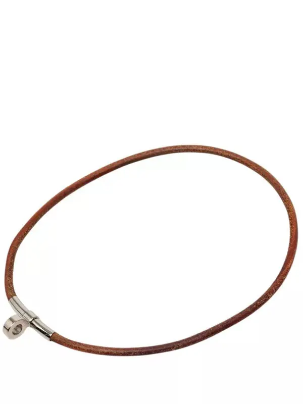 Hermès 1990-2000 Leather Kite Choker Necklace Costume Necklace - Brown