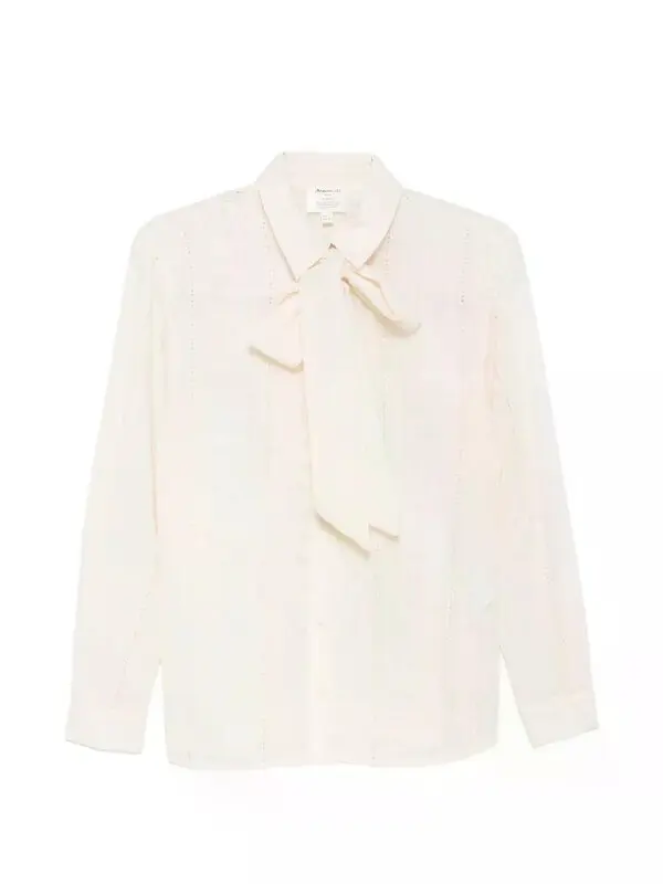 MAISON123 Pussy-bow Broderie Anglaise Shirt - Neutrals