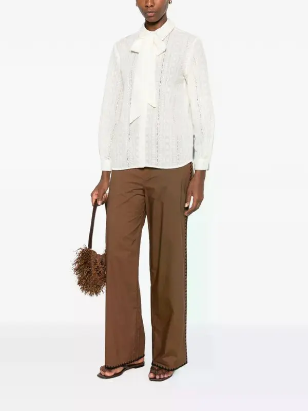 MAISON123 Pussy-bow Broderie Anglaise Shirt