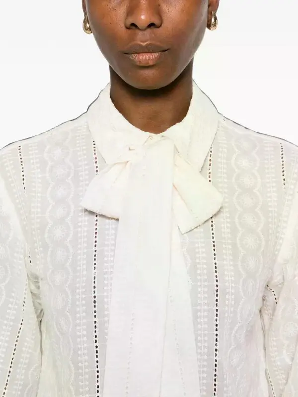 MAISON123 Pussy-bow Broderie Anglaise Shirt