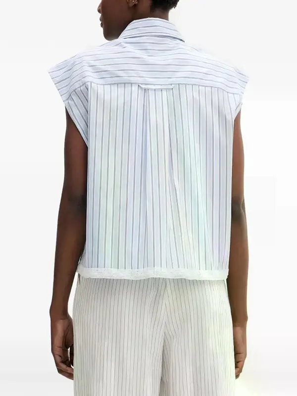ISABELLE BLANCHE Lace-trim Striped Sleeveless Shirt