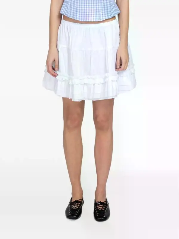Sandy Liang Milanese Ruffled Tiered Skirt - White