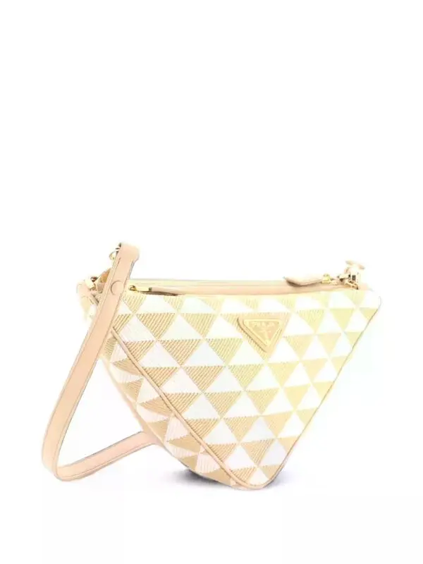 Prada Double Symbole Triangle Bag Leather And Jacquard Mini Shoulder Bag