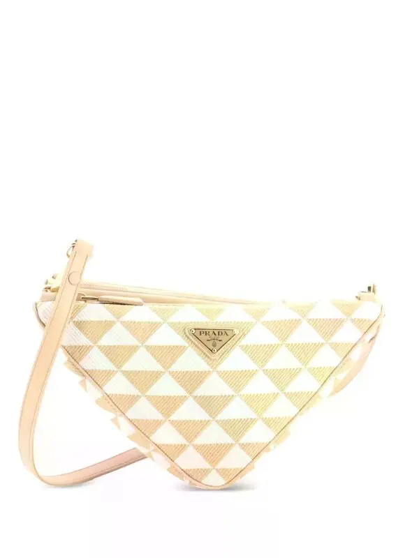 Prada Double Symbole Triangle Mini Shoulder Bag - Neutrals