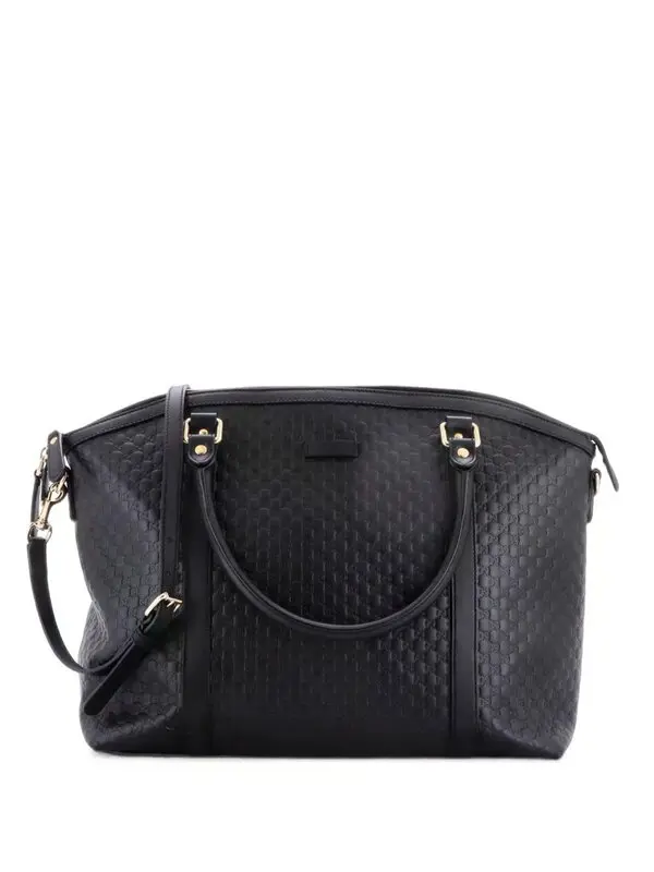 Gucci Britt Convertible Dome Microguccissima Leather Medium Satchel - Black