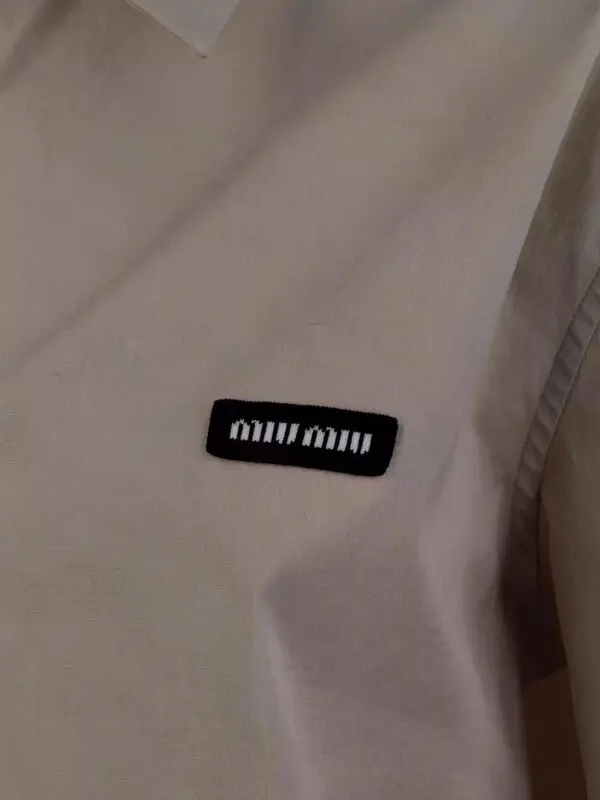 Miu Miu Logo-patch Shirt - Neutrals