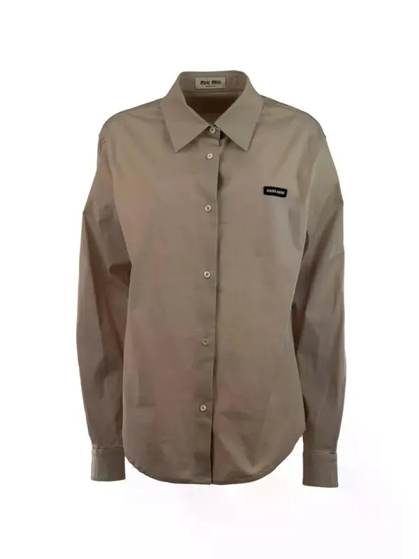 Miu Miu Logo Patch Shirt - Neutrals
