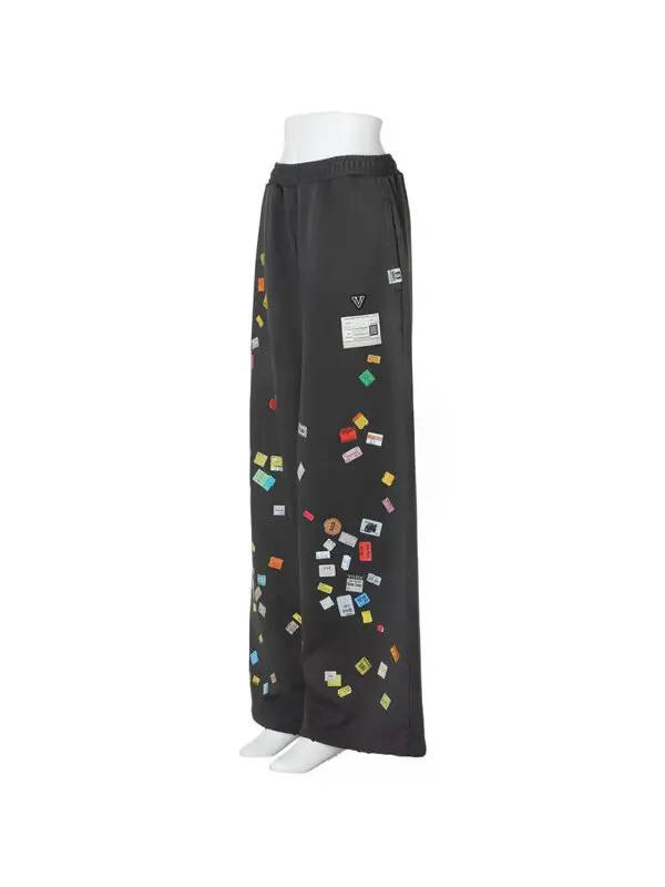 Mihara Yasuhiro Price Tag Sticker Printed Wide Sweat Pants