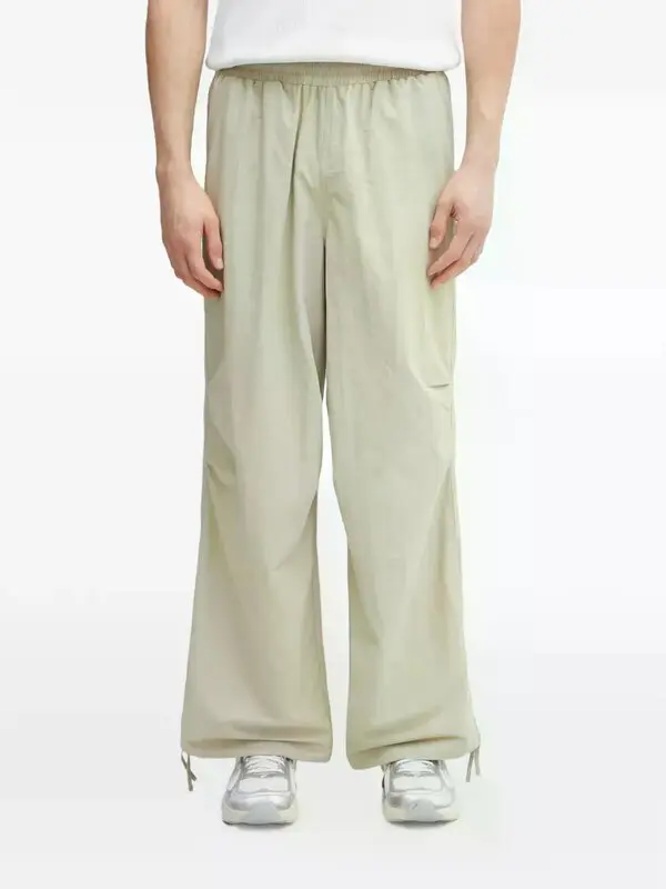 PUMA Wardrobe Essentials Logo-embroidered Drawstring Wide-leg Trousers - Grey