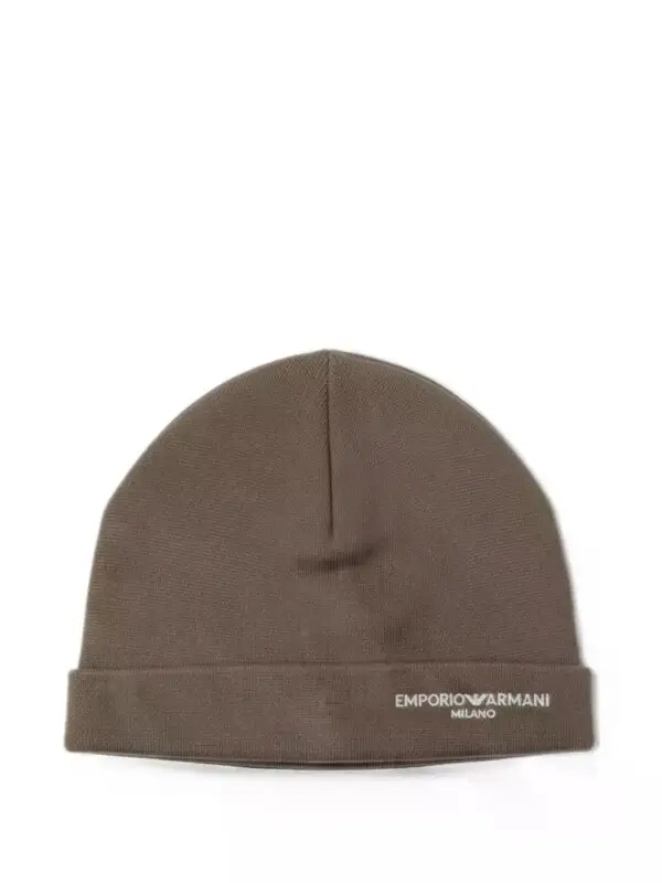 Emporio Armani Logo-embroidered Beanie Hat - Brown