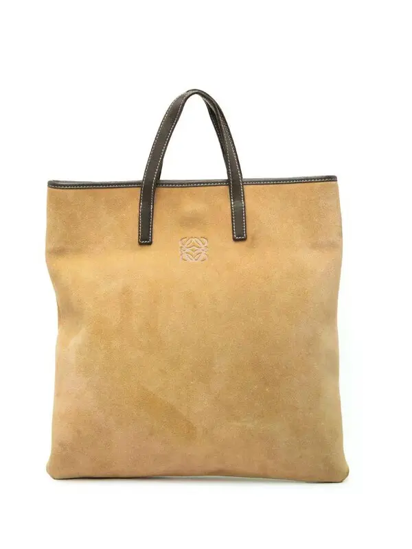 Loewe 2010-2026 Suede Anagram Tote Bag - Neutrals